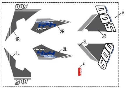 COMPLETE STICKER SET - LINHAI LOGO (WHITE + ORANGE PLASTIC) 500 | www ...