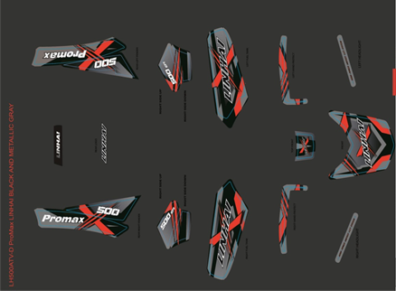 COMPLETE STICKER SET - LINHAI LOGO (BLACK OR GREY PLASTIC) 500 PROMAX ...