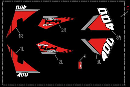 COMPLETE STICKER SET - LINHAI LOGO (BLACK PLASTIC) 400 | www.aspshop.eu